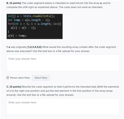 solved b 5 points the code segment below is intended to