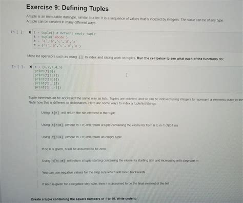 Solved Exercise 9 Defining Tuples A Tuple Is An Immutable