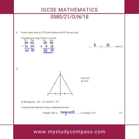 CIE IGCSE Maths O N Solved Past Paper Questions Igcse Maths Maths