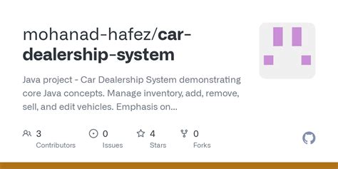 Github Mohanad Hafezcar Dealership System Java Project Car