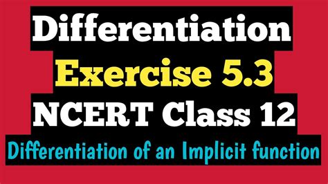 Exercise NCERT Differentiation Of An Implicit Function NCERT Class StudyPointPro YouTube