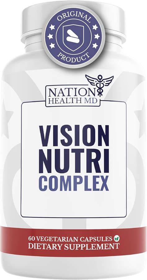 Nation Health Md Vision Nutri Complex Vitaminas Oculares Com Luteína E Mirtilo Para Saúde