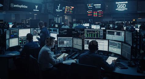 Trading Floor Chaos Intense Stock Market Monitoring And Financial Data
