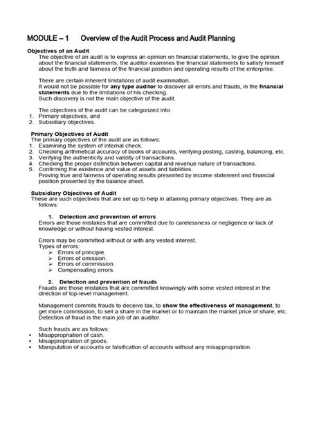module 1 overview of the audit process and audit planning pdf