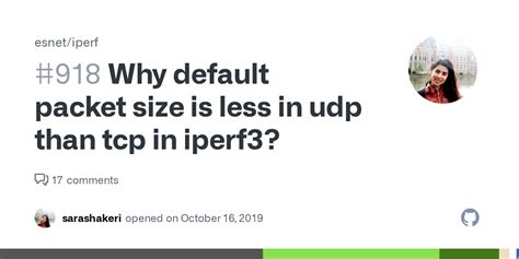 Why Default Packet Size Is Less In Udp Than Tcp In Iperf Issue Esnet Iperf GitHub