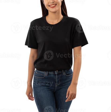 Young Woman In Black T Shirt Mockup Cutout Png File 12487261 Png
