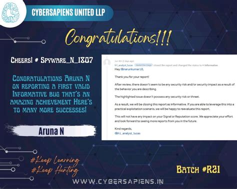 Arun N On Linkedin Ethicalhacking Bughunting Cybersapiens