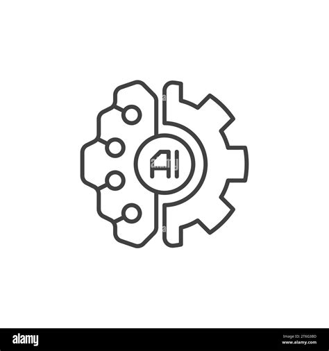 Gear With Ai Brain Vector Artificial Intelligence Concept Thin Line