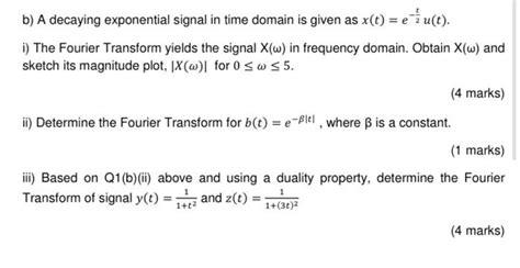 Solved B A Decaying Exponential Signal In Time Domain Is Chegg