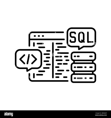 Sql Query Assistance Black Line Icon For Digital And Print Projects Minimal Clean Icons For