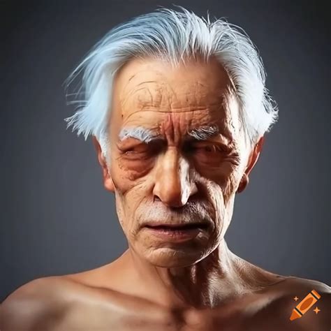 Older Man With White Hair A Hooked Nose And Stubble He Has Scars