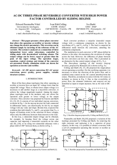 Pdf Ac Dc Three Phase Reversible Converter With High Power Factor Controlled By Sliding Regime