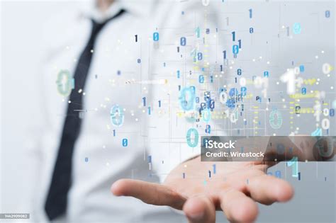 Person Presenting The Virtual Projection Of Cyberspace Through 1s And