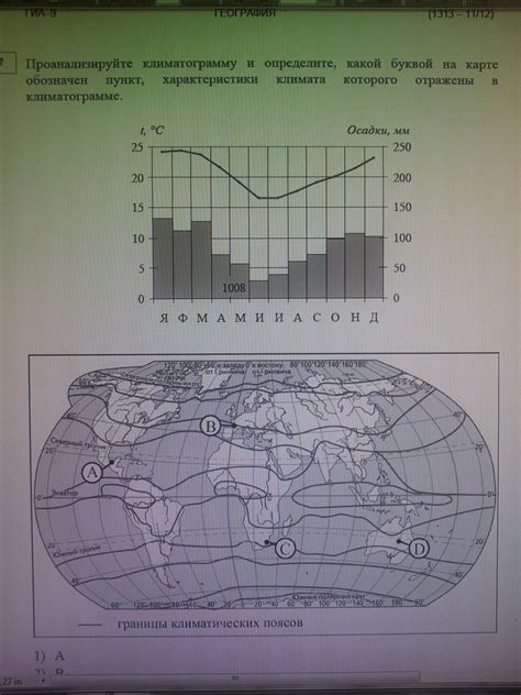 Проанализируйте климатограмму и определите какой буквой на картеобозначен пункт характеристики