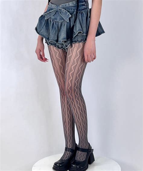 캣스트릿 무료배송 웨이브반시스루 팬티스타킹 블랙