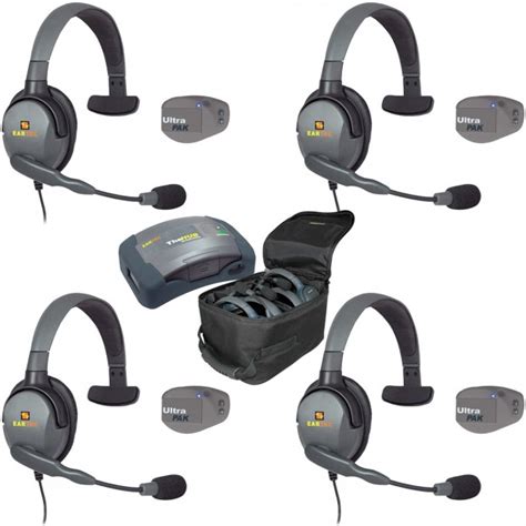 Eartec Upmx4gs4 Ultrapak 4 Person Intercom System With Max4g Single Headsets