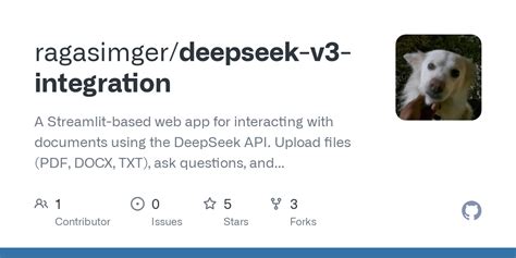 GitHub Ragasimger Deepseek V Integration A Streamlit Based Web App For Interacting With