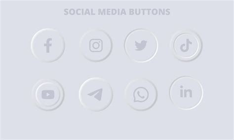 Premium Vector Set Of Social Media Buttons In Neomorphism Design