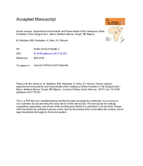 Pdf Facies Analysis Depositional Environments And Paleoclimate Of