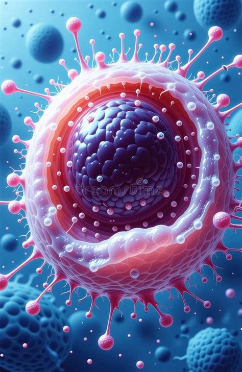 Digital Illustration Of A Colorful Virus Structure With Spikes And Spheres Ai Generation Stock