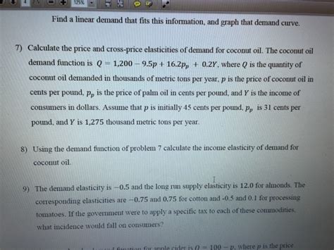 Find A Linear Demand That Fits This Information And Chegg Com