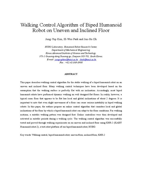 Walking Control Algorithm Of Biped Humanoid Robot Pdf Pdf Walking