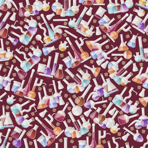 Test Tube Flask Seamless Pattern Vector Chemical Glass Test Tubes