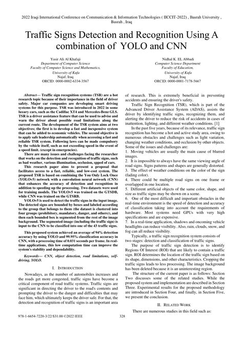 PDF Traffic Signs Detection And Recognition Using A Combination Of YOLO And CNN