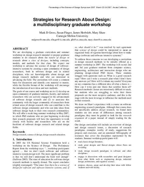 Pdf Strategies For Research About Design