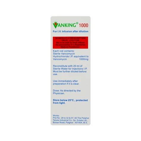 Vanking Vencomycin Hydrochloride Injection 1 Gm Neon At Rs 350 Box In