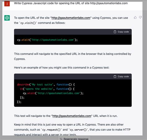 how chatgpt generate code for automation tool cypress qaautomationlabs