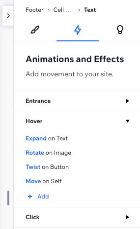 Studio Editor Adding A Preset Click Or Hover Interaction Help Center Wix