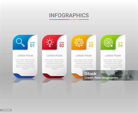 비즈니스 데이터 시각화 회색 배경에 4 단계와 인포 그래픽 템플릿 벡터 일러스트 0명에 대한 스톡 벡터 아트 및 기타 이미지 0명 4가지 개체 개념 Istock