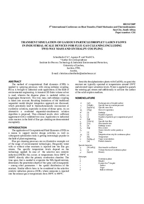 Pdf Transient Simulation Of Gaseous Particledroplet Laden Flows In Industrial Scale Devices