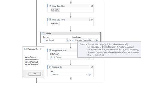 move every second row from datatable into different column activities