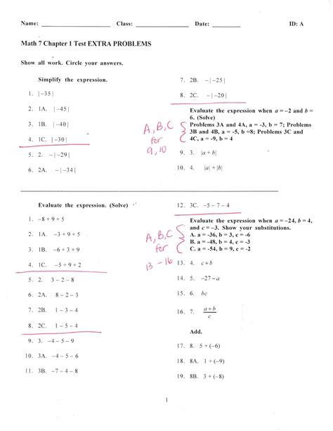 Ms Jeans Classroom Blog Math 7 Chapter 1 Test Extra Problems