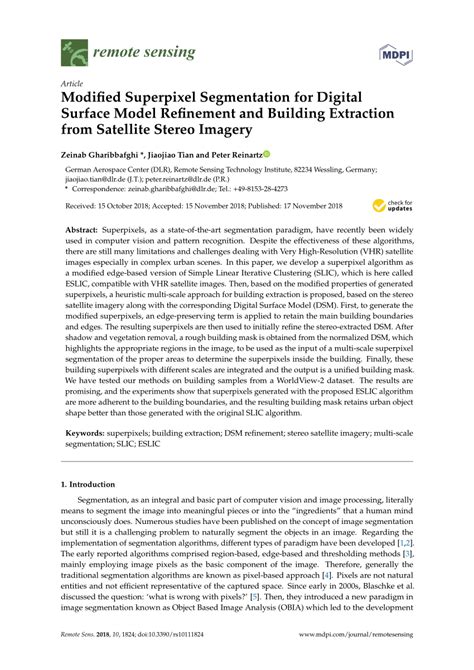 pdf modified superpixel segmentation for digital surface model