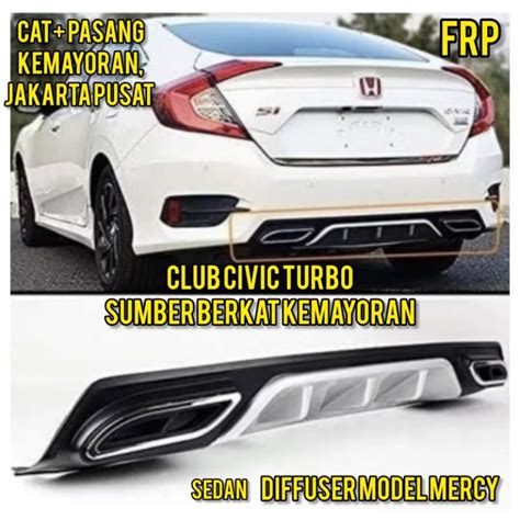 Jual Diffuser Civic Turbo Sedan 2017 2018 2019 2020 2021 Difuser Belakang Civic Turbo Frp