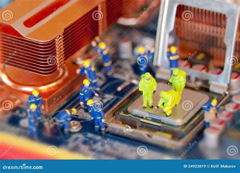 Technicians Repairing Computer Stock Image Image Of Electronic