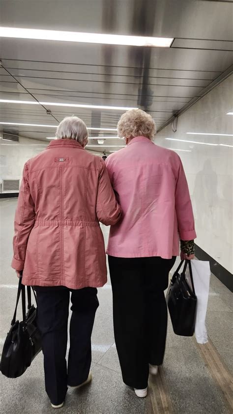 Two Besties Old Women Old Best Friends Growing Old