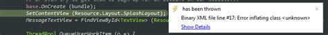 Xamarin Studio Android Error Inflating Class Unless Cleaned Stack