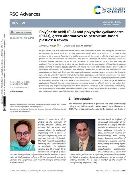 Pdf Poly Lactic Acid Pla And Polyhydroxyalkanoates Phas Dokumen