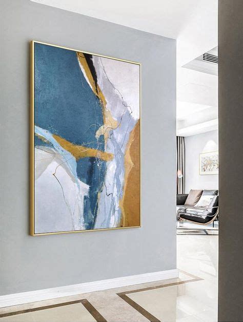 Large Abstract Painting Gold Painting Blue Painting - Etsy | Large ...