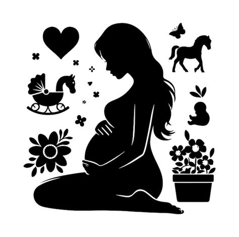 임산부 실루 터 일러스트레이션 프리미엄 Ai 생성 벡터