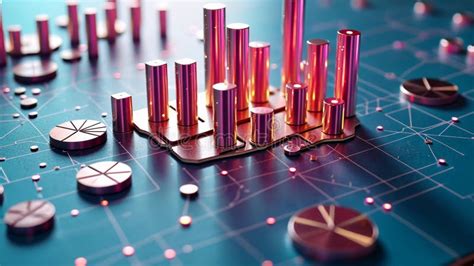 3d Infographic With Shiny Neon Graphs Bars And Pie Charts Abstract