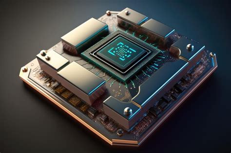 Premium AI Image D Rendering Of Microchip With Integrated Nanotechnologies Elements Created