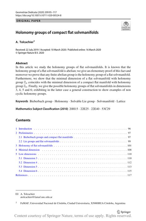 Holonomy Groups Of Compact Flat Solvmanifolds Request Pdf