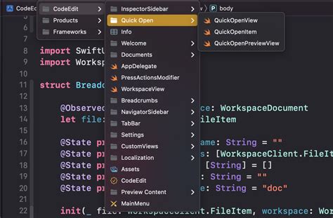 [feat] breadcrumbs dropdown menu · issue 248 · codeeditapp codeedit