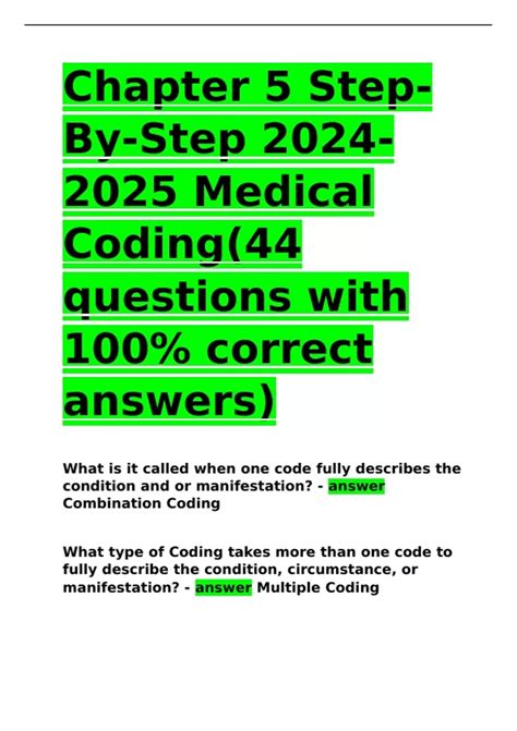 Chapter 5 Step By Step Medical Coding44 Questions With 100 Correct
