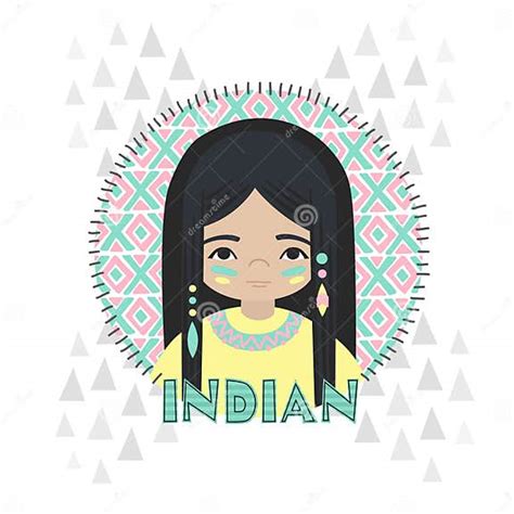 Ilustração Americana Do Vetor Da Menina Dos Indianos Ilustração Do